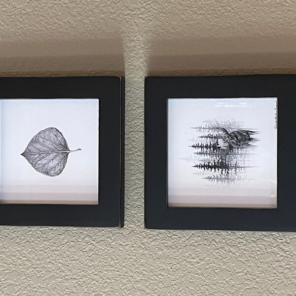 Quaking Aspen Leaf Art Print: Botanical Illustration, Solid Oak Frame ...