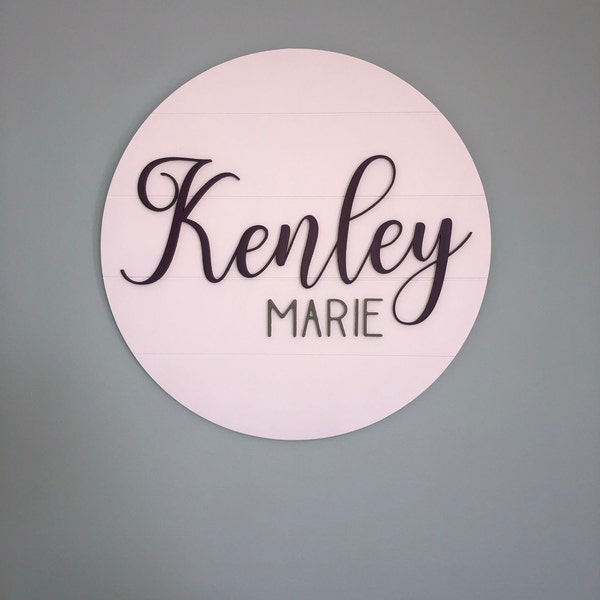 Round Shiplap Name Board | Wooden Name Sign | Round | Nursery Decor ...