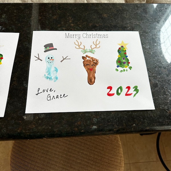 Printable Christmas Footprint Art, Reindeer Snowman Christmas Tree ...