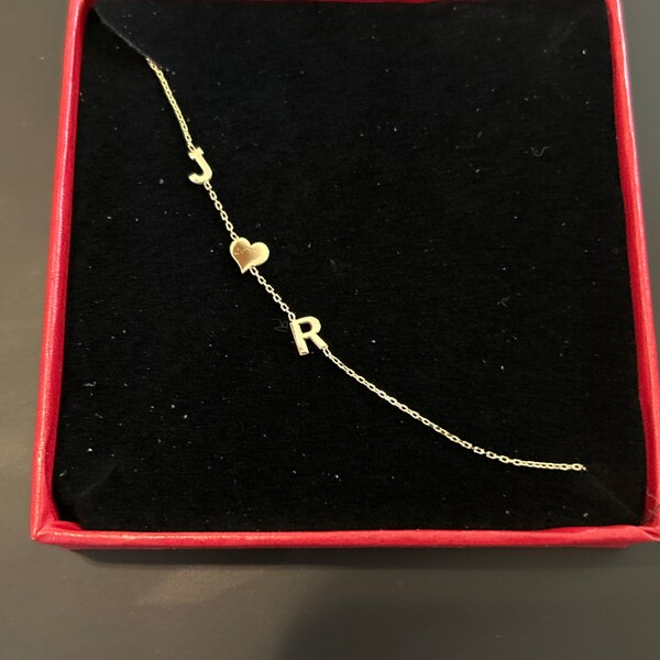 14K Solid GOLD Sideways Initial Necklace, Perfect Gift for Her ...
