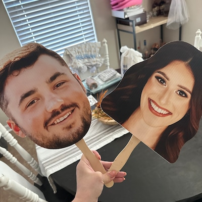Custom Face Fans With Wooden Handle, Wedding Heads, Bachelorette Groom ...