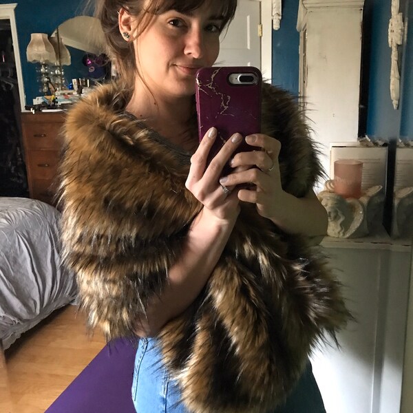 Super Soft Brown Faux Fur Bridal Wrap, Wedding Fur Shrug, Viking ...