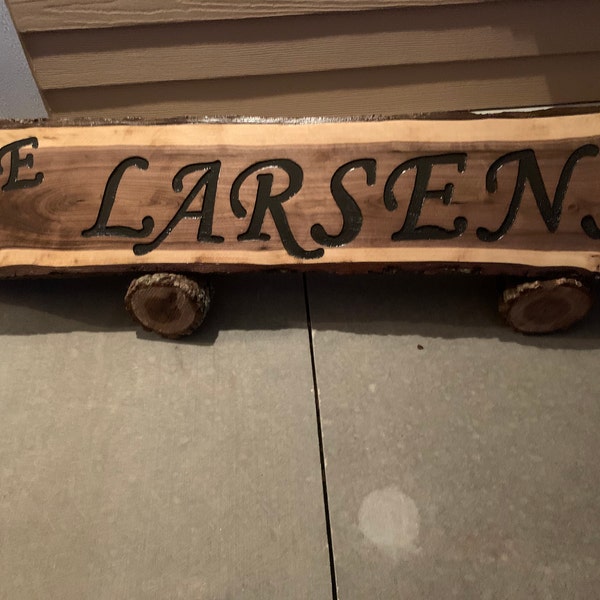 Custom Carved Wooden Log Sign - Etsy