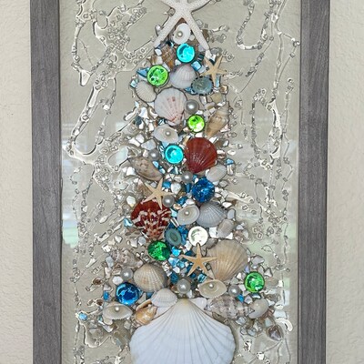 Seashell Beach Wall Art for Bathroom Decor, Square Art for Beach ...