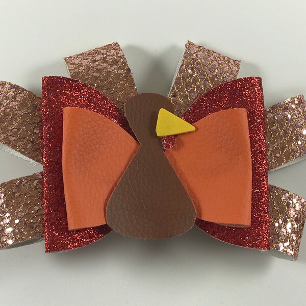 Digital SVG PDF DXF Turkey Hair Bow Template, Thanksgiving Bow ...