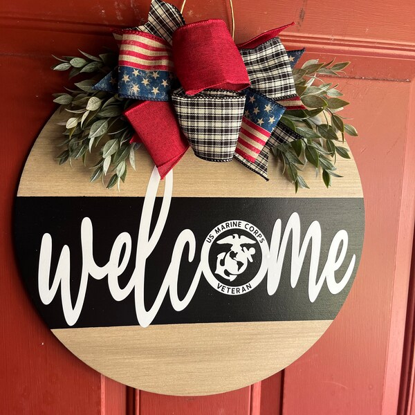 Veteran Door Hanger | Military Wreath | Army Sign | Patriotic Decor ...