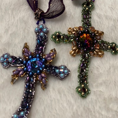 Crystal Cross Pendant .pdf Tutorial, With Superduo Beads, Glass Pearls ...