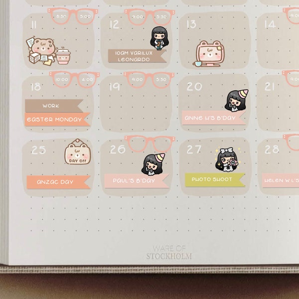 Work Planner Stickers/ Work Digital Planner Stickers/ Cute Bear Digital ...