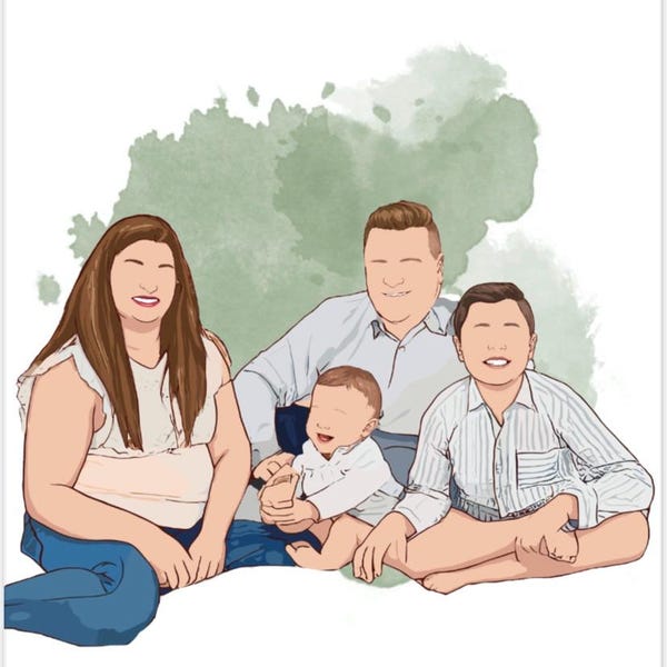 Custom Faceless Couple Portrait - Personalized Couple Gift - Digital ...