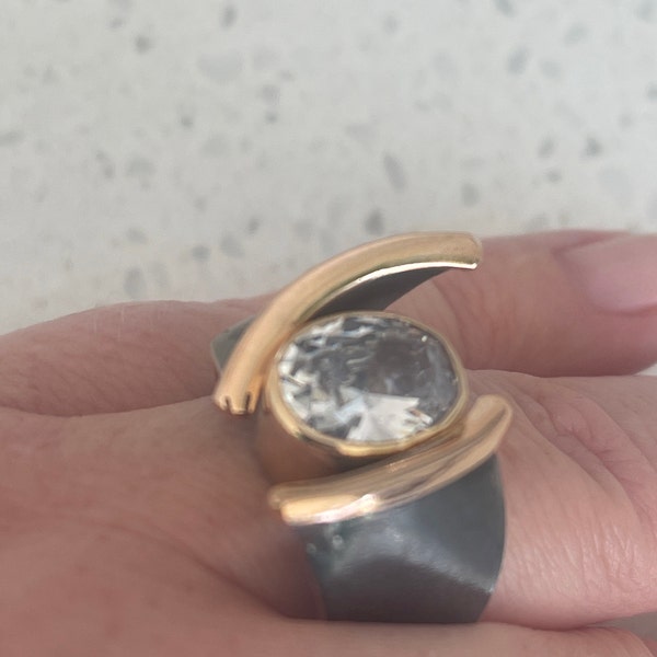 Cubic Zircon Silver Ring, Zircon Stone Silver Ring, Zircon Ring, Large Gemstone Ring, Unique ...