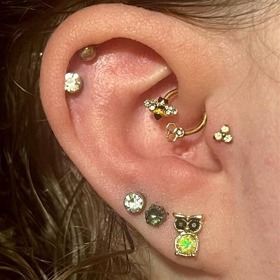 16G Dangle Cartilage Earring Stud/hidden Helix Piercing/conch Piercing/curved Bar Piercing ...