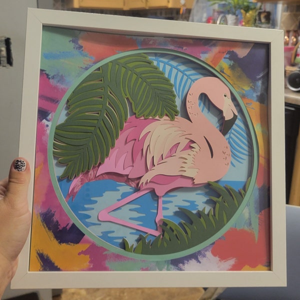 3D FLAMINGO Svg - TROPICAL Shadow Box - for Cricut - for Silhouette - Etsy
