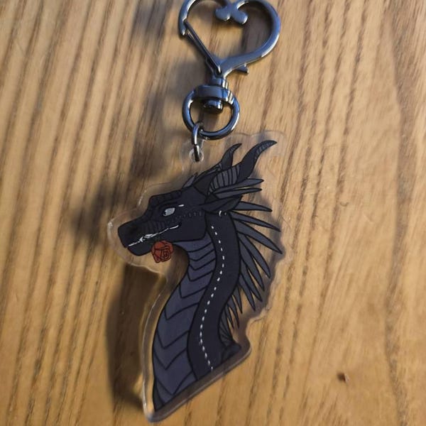 Wings of Fire Darkstalker Keychain: Double-sided Acrylic Dragon Charm ...