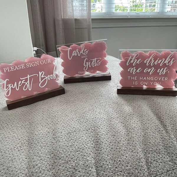 Set of 2 Reception Signs. Freestanding Acrylic Sign, Painted Acrylic ...