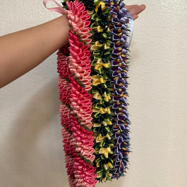 Pineapple Gold Hawaiian Ribbon Lei,graduation Lei,anniversary Lei ...