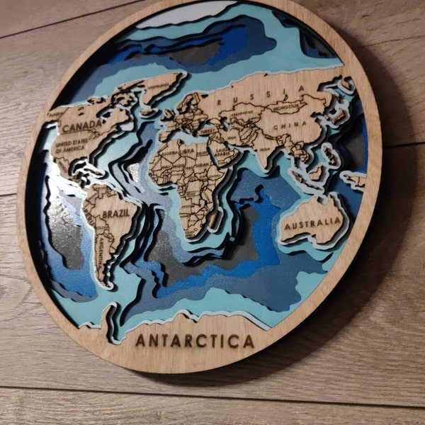 7 Layer 3D Rectangular Map of the World, Multi layer Panel,laser Cut ...