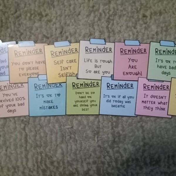 Mental Health Sticky Note Stickers / Mental Health Reminder Stickers ...