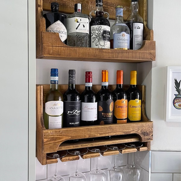 75cm Wine or Spirit Shelf- Curved Front- Dark Oak - Etsy