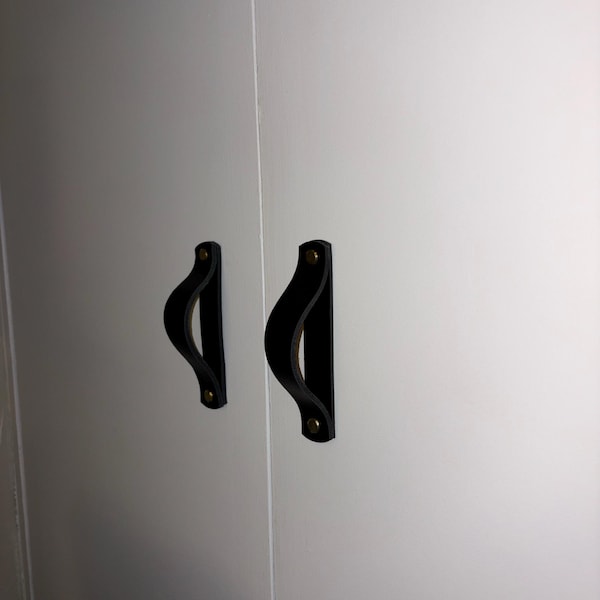 Thick Flat Leather Drawer Handles Leather Cabinet Pulls Leather Knob ...