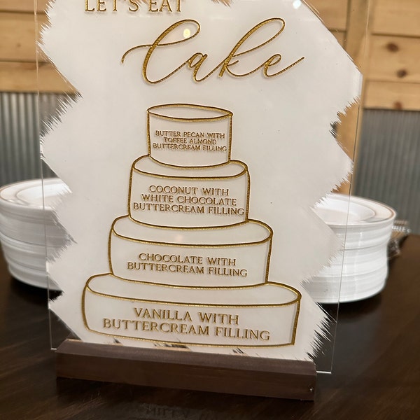 Acrylic Cake Menu Sign | Wedding Cake Flavors Sign | Cake Table Sign ...