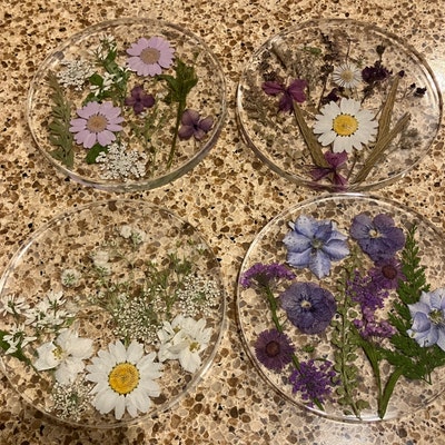 Natural Flowers Coasters,colorful Pressed Real Flowers Outdoor Coasters ...