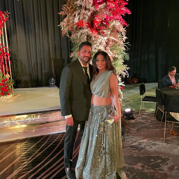 Grey Lining a Scintillating Grey, Copper and Gold Combination Lehenga ...