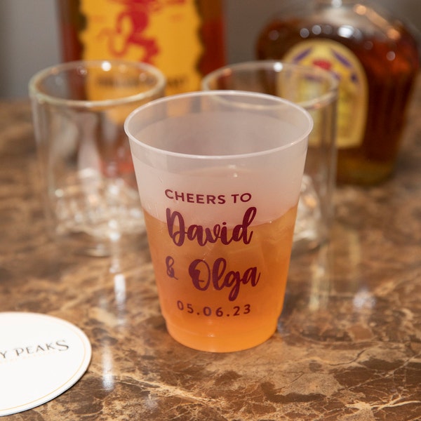 Custom Wedding Cups, Reception Bar Frosted Cups, Personalized ...