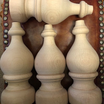 Turned Table Legs, Set of 4, Table Legs Wood, Dining Table Legs, Mid ...