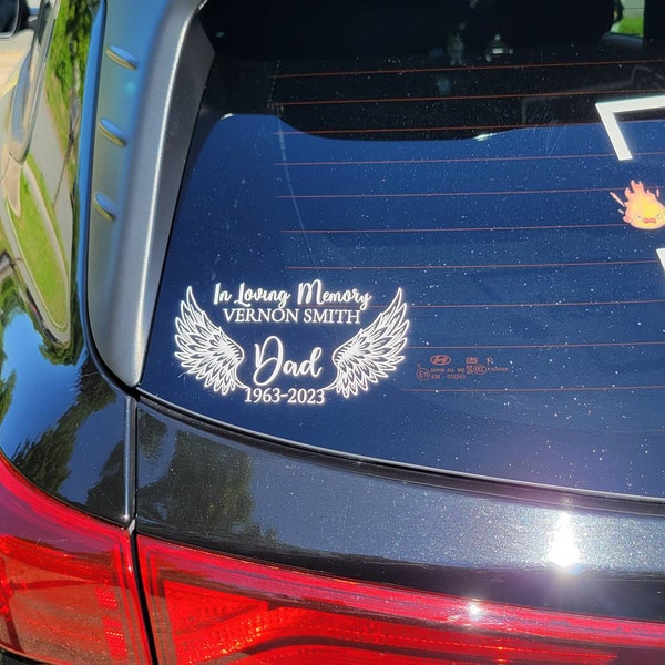In Loving Memory Wings Decal Family Memorial Decal Beloved Mom Dad ...