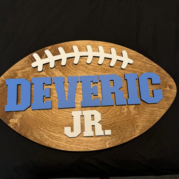 Football Name Sign | 18-36" Diameter | Round Sign | Child Baby Name ...