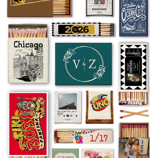 CUSTOM MATCHBOOK ART | Personalized Digital Matchbox Gift | Large ...