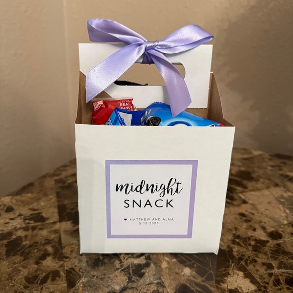 Set of 10 - Midnight Snack - Wedding Favor - Drink and Snack Carrier ...