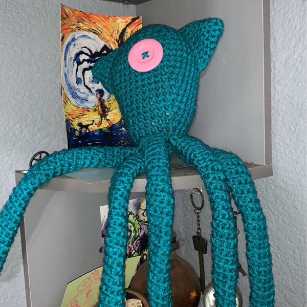 Crocheted One Eyed Octopus Bright Turquoise - Etsy
