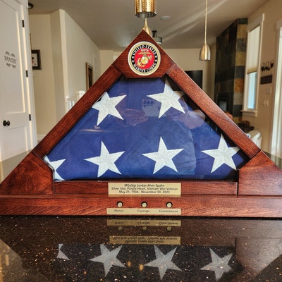 Flag Display Case With Embedded Shell Casings Maple Inlay Service ...