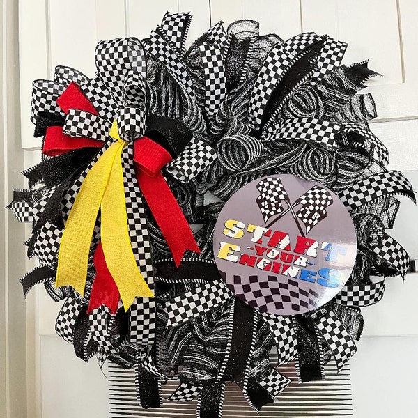 Race Car Wreath Sign, Racing Sign, Racing Decor, Race Day Sign, Start ...