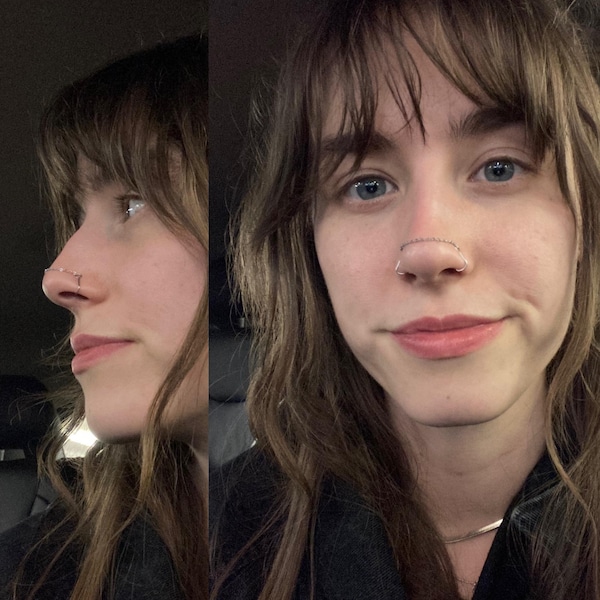 FAKE Nose Chain, Silver Nose Chain, Nose Chain, Nostril Chain, Nose ...