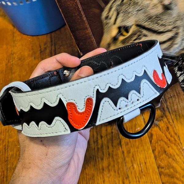 Made to Order! Leather Collar With Cats, Collar for Humans, Collar for ...