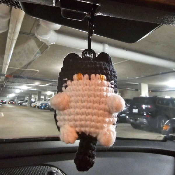 Personalized Cute Crochet Cat With Flower and Bell Keychain - Etsy