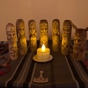 Hand Carved Wooden Slavic Pantheon. Svarog Rod Veles Perun - Etsy