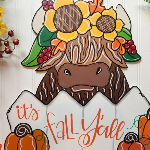 TEMPLATE: Highland Cow Door Hanger Template, Farm Door Hanger Template ...