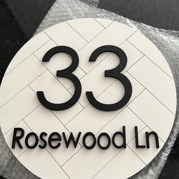 Round Herringbone Address Numbers Sign, House Numbers Plaque, Apartment ...