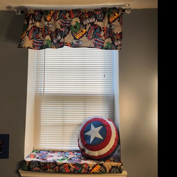 Superhero Window Curtain Valance Hulk Spiderman Ironman Custom Made ...