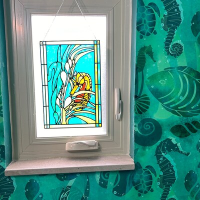 Ocean Wave Stained Glass Window Cling - Etsy