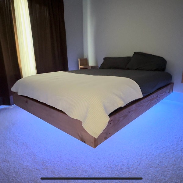 King DIY Floating Bed Frame Plans With Nightstands & Headboard, PDF ...