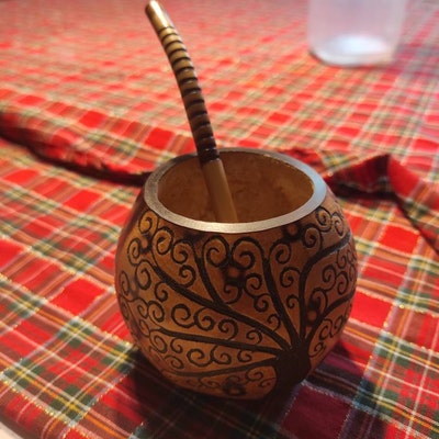 Wooden Yerba Mate Full Carved Gourd Chevron Design Includes - Etsy