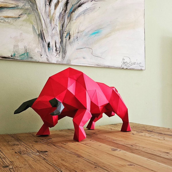 Toro Papercraft PlantillaAbstracto 3D Origami, Decoración del Hogar ...