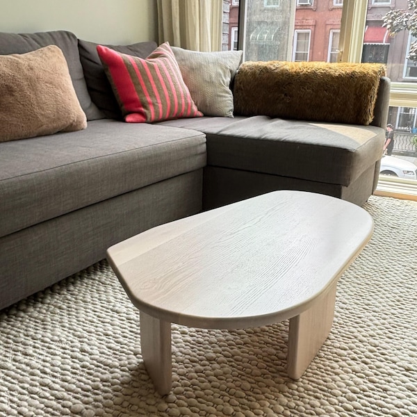 White Ash Wood Coffee Table, Unique Handmade Round Table, Small Table ...