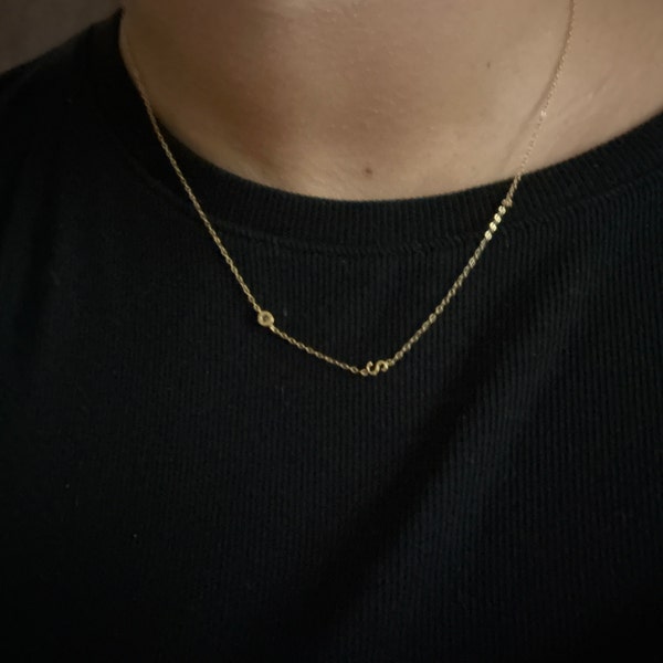 Personalized Sideways Initial Birthstone Necklace, Birthday Gift for ...