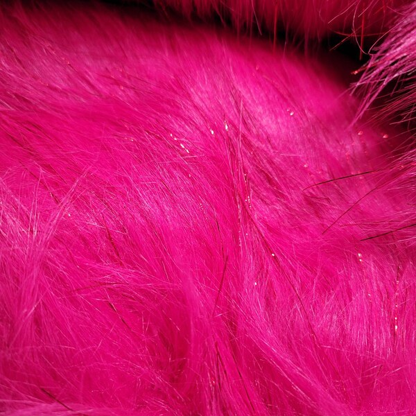 Amy HOT PINK Tinsel Glitter Shaggy Soft Faux Fur Fabric for Fursuit ...