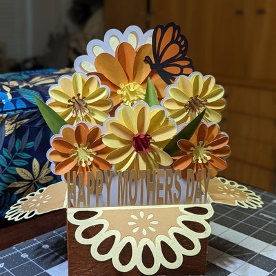 Sunshine Bouquet Card in A Box 3D SVG - Etsy